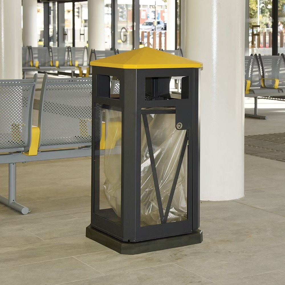 Derby Security Litter Bin - Hi-Vis - Mark Harrod Ltd.